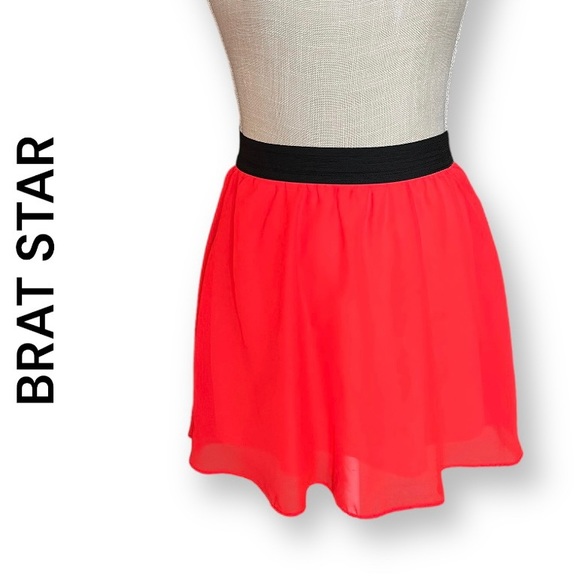 Brat Star | Bottoms | Brat Star Pink Coral Chiffon Lined Black Elastic ...